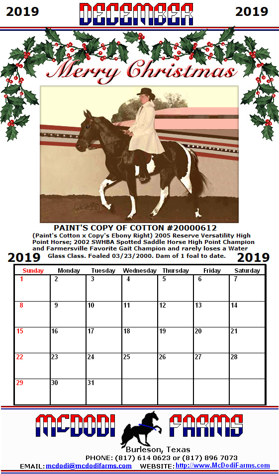 McDodi Farms 2019 Calendar